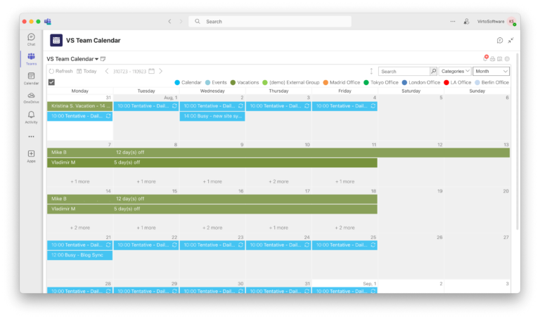 Employee Vacation & Time Off Calendars in Teams and Outlook